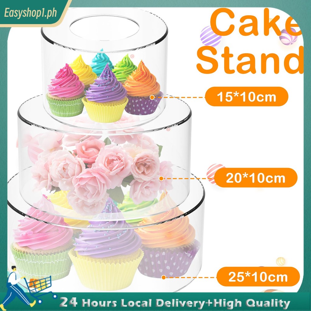 Acrylic Fillable Cake Stand Clear Cake Riser Cylinder Cupcake Stand ...