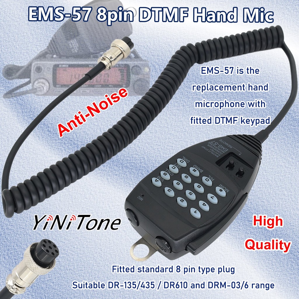 8pin EMS-57 Speaker Mic for Alinco HF/Mobile DX-SR8T DX-SR8E DX-77T radio Hand mic with DTMF ...