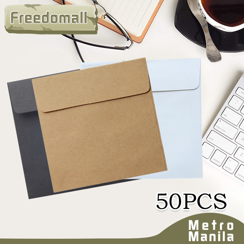 50pcs 10x10cm Kraft Square Mini Blank Envelopes Color Envelope Greeting ...