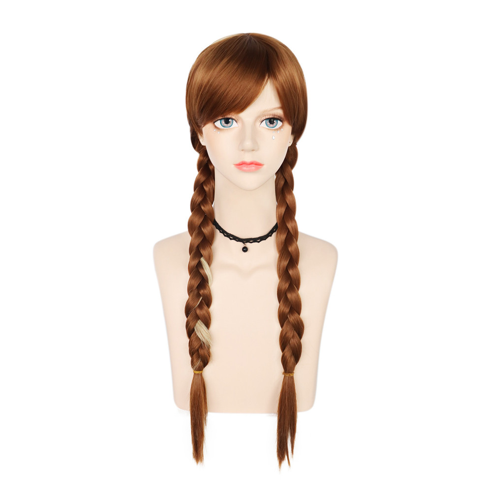 Princess Anna Cosplay Wig Women Long Brown Heat Resistant Synthetic ...