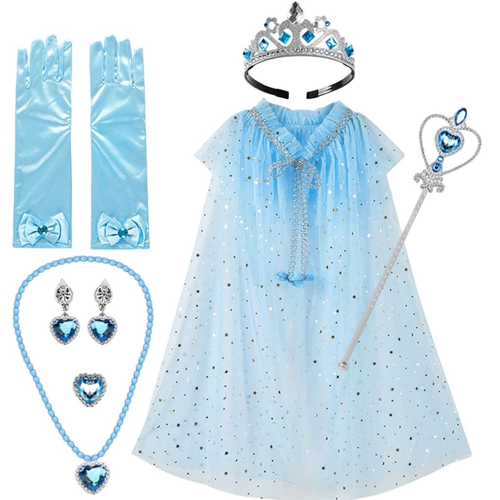 Princess Cape Cloak Princess Dress Up Costume for Girls Crown Wand ...