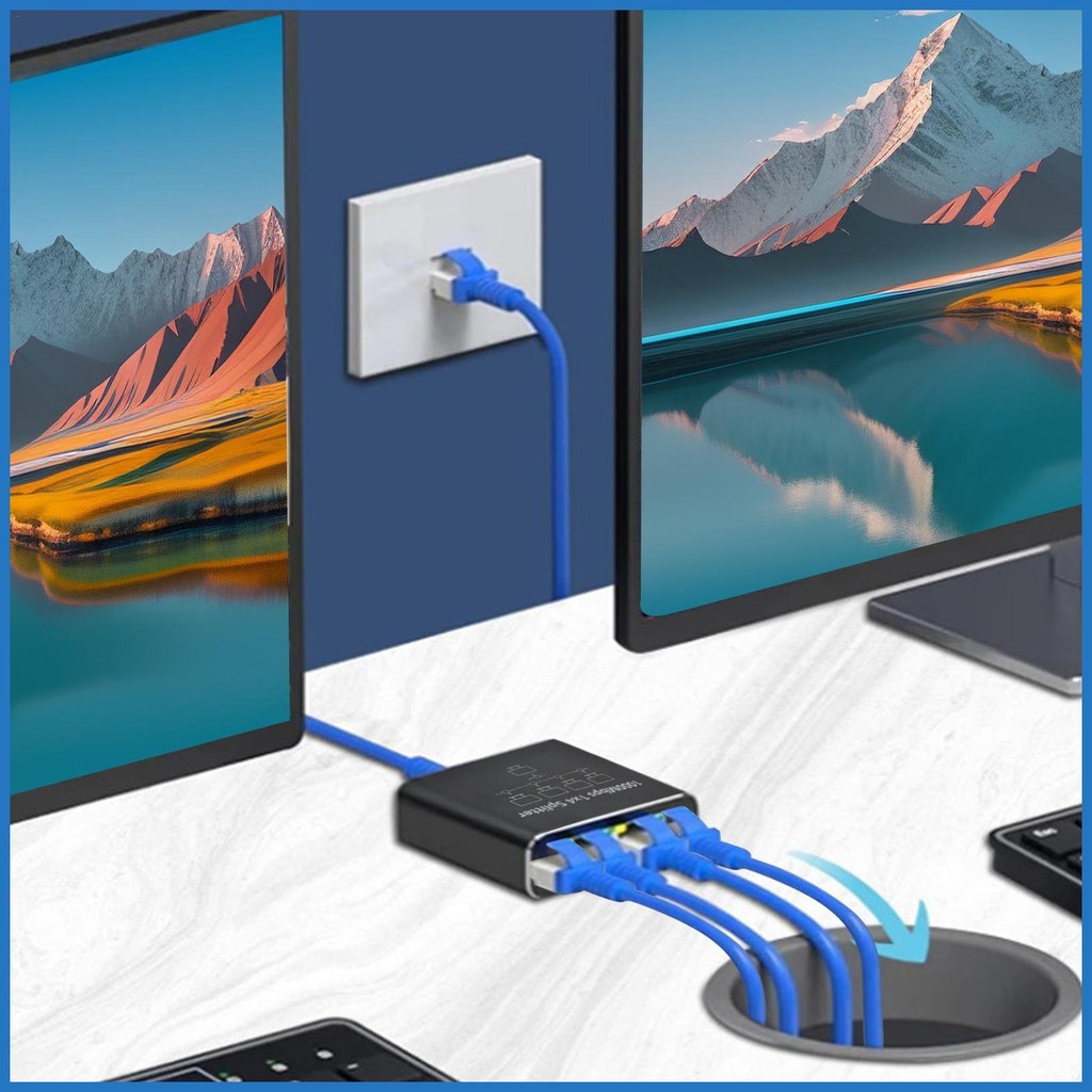 Gigabit Coax Cable Splitter 1 In 4 Out Network Cable Splitter 1000Mbps ...