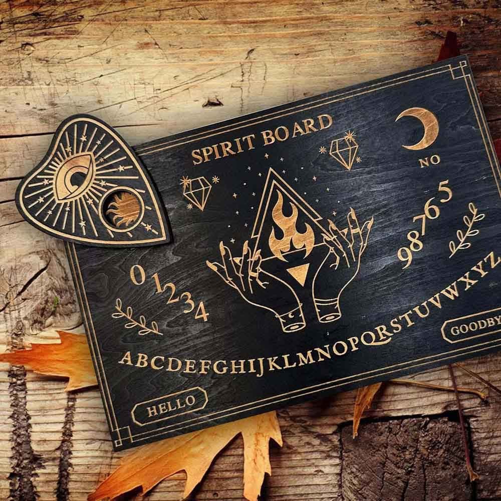 Wooden Vintage Ouija Board & Planchette Handmade Flame Hand Spirit ...