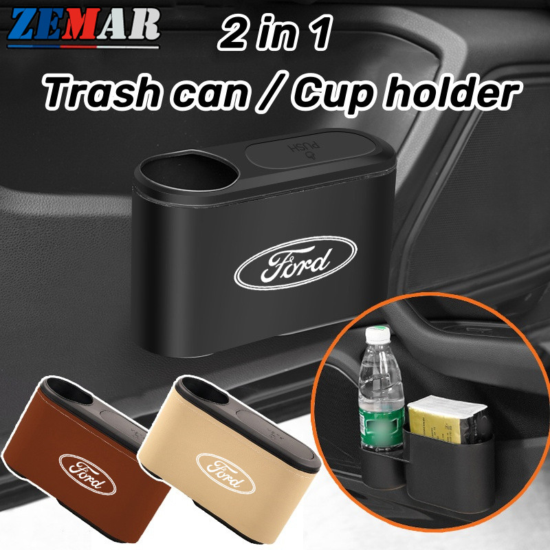 2 IN 1 Ford Car Inside Trash Can Water Cup Holder Hanging Dustbin ...
