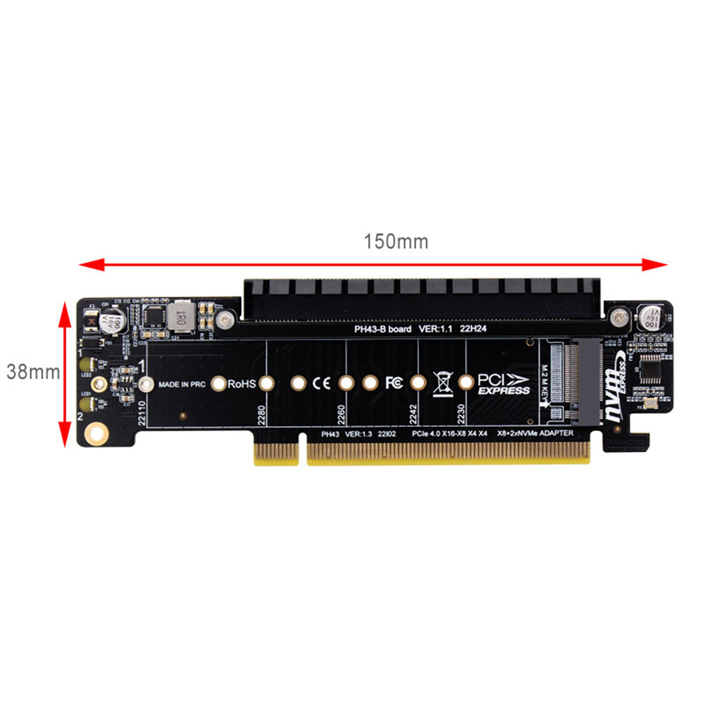 PCIe X16 To X8+X4+X4 Adapter Card Expansion Card Support 2280/2260/2242 ...