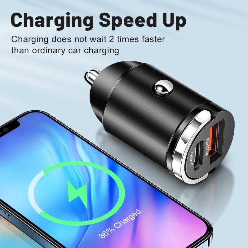 USB car charger 100W dual port mini fast charging 2-port ultra fast ...