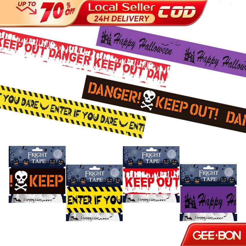 GEEBON Halloween Warning Tape Window Danger Warning Line Signs Party ...