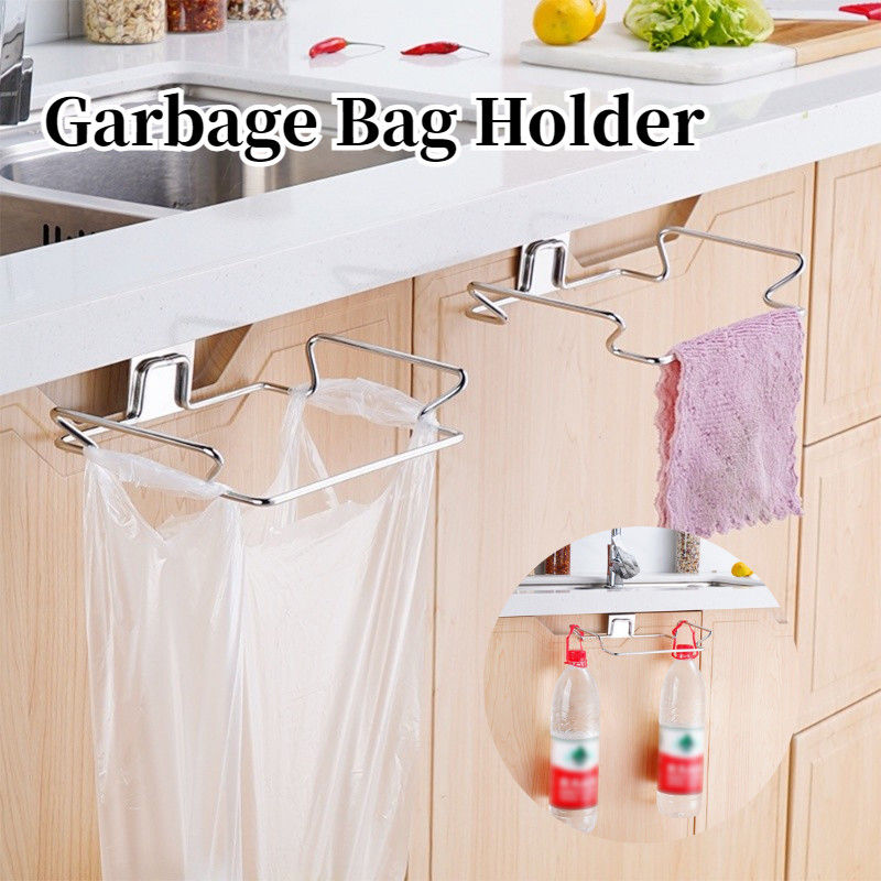 Stainless Steel Trash Rack Cabinet Door Garbage Bags Holder Closet ...