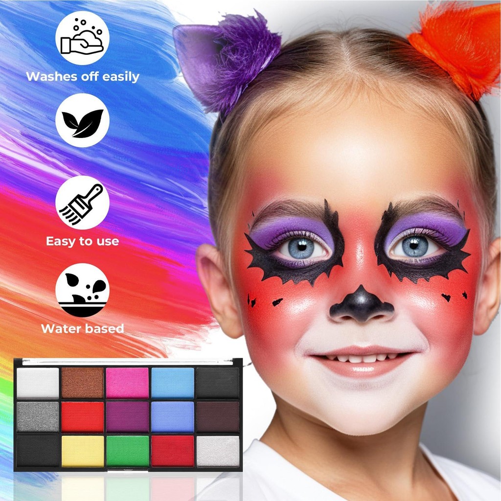Face Painting Kit 15-Color Kids Face Painting Body Paints Kit Washable ...
