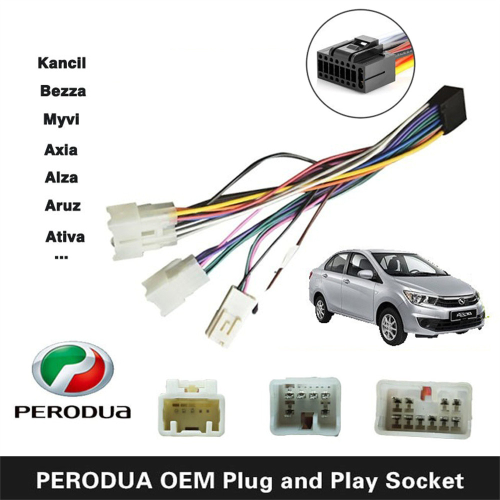 16Pin Plug and Play Socket Cable Car Android Player Harness FOR PERODUA ...