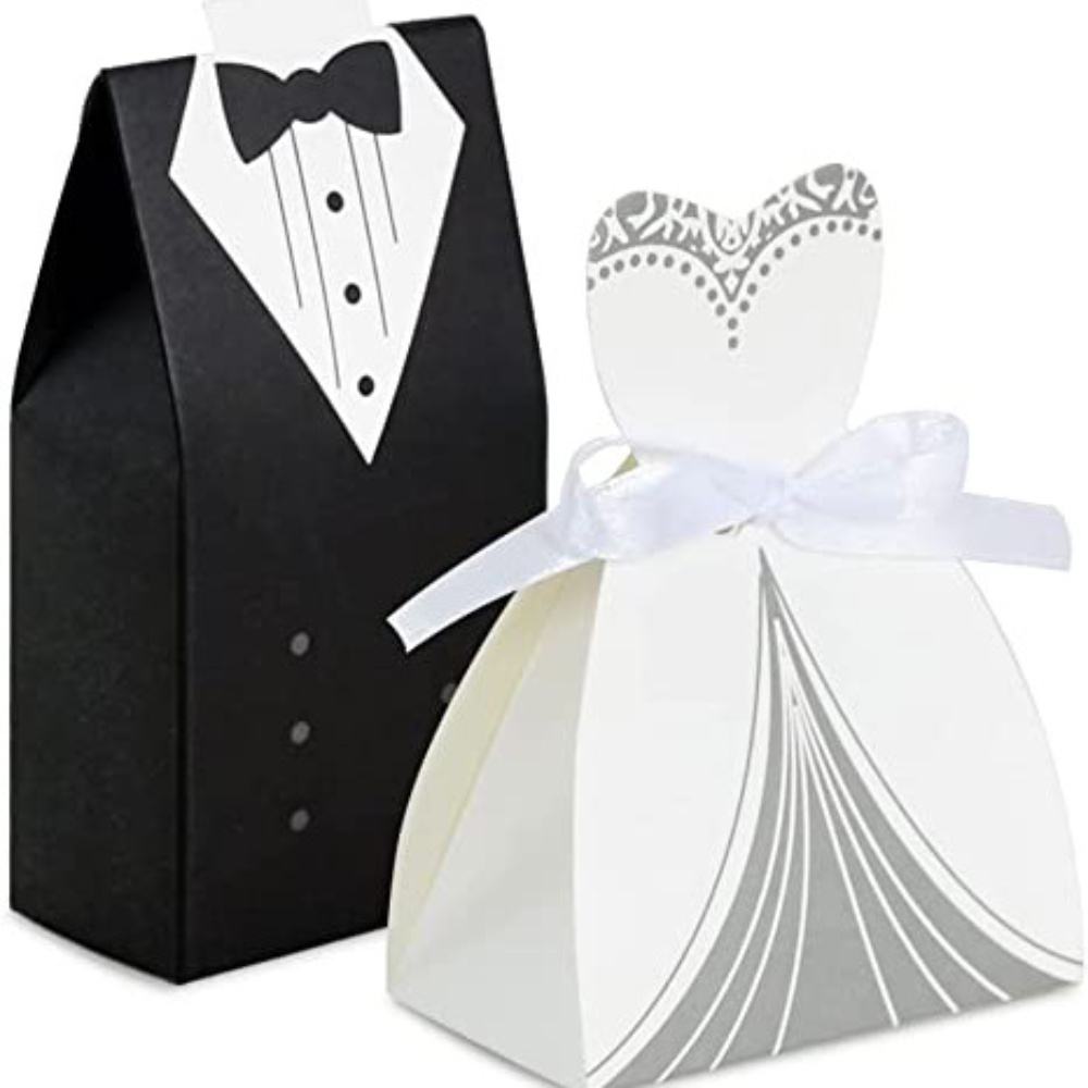 5PCS Wedding Favor Boxes Small Wedding Party Favor Boxes Bride And ...