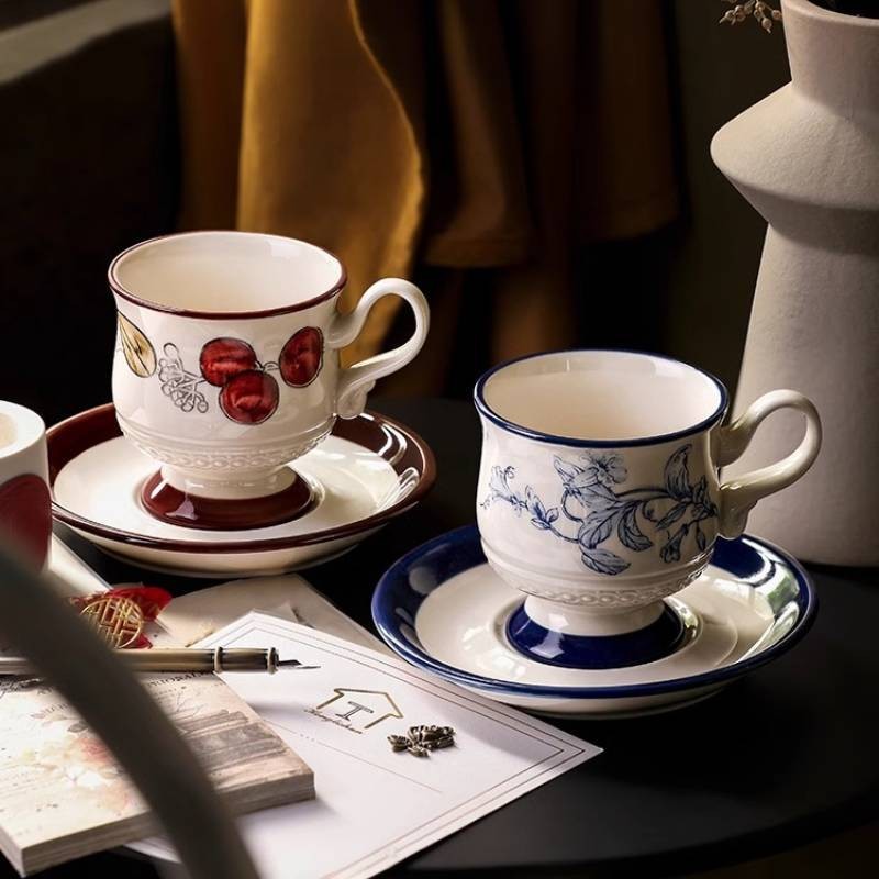 Exquisite Coffee Cup Medieval Style Hand-Painted Retro High-End Premium ...
