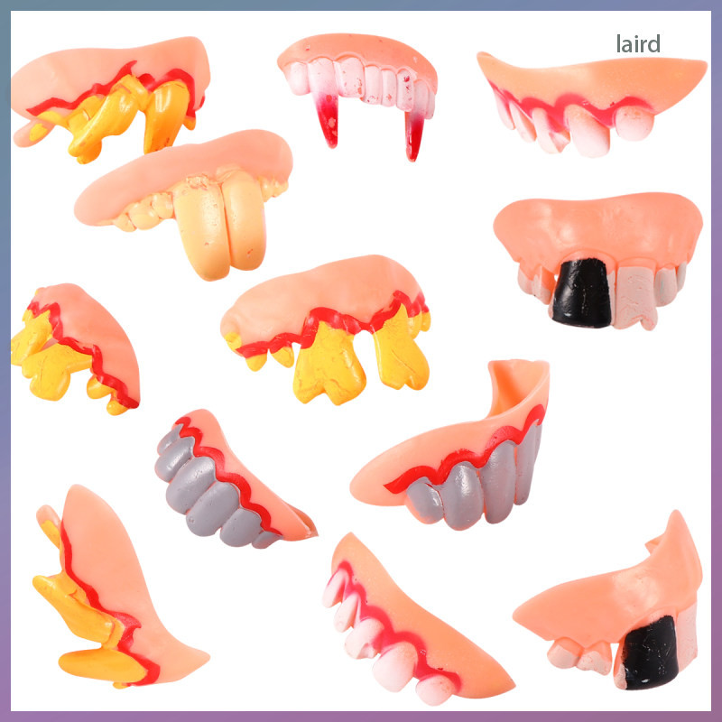12 Pcs Fake Teeth Costume Halloween Vampire Fangs Prop Dentures Funny ...