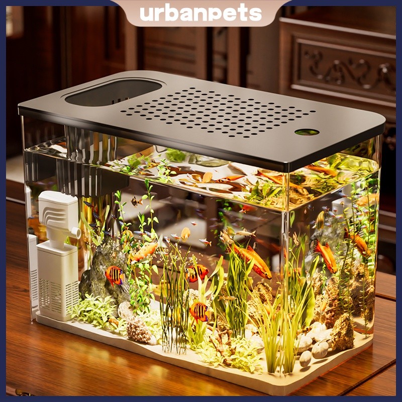 Fish Tank Aquarium With Lid Ecological Fish Tank Transparent Small ...