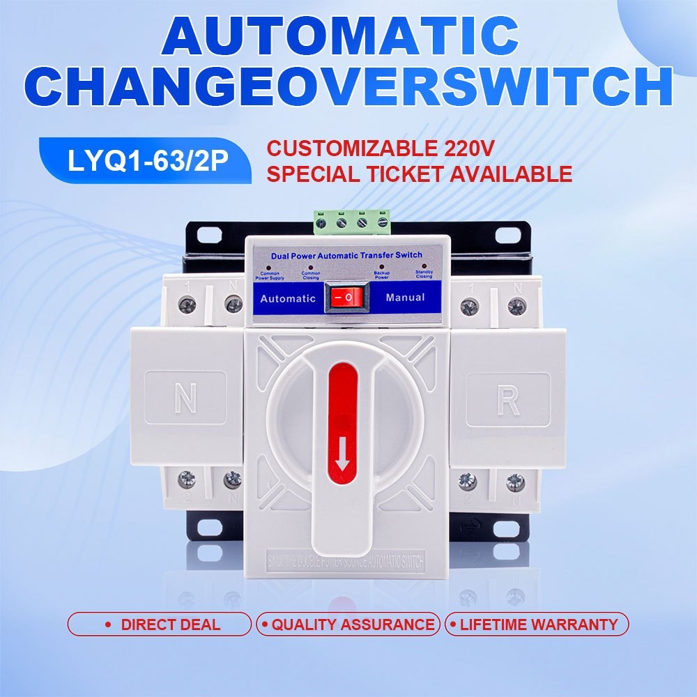 MCB type Dual Power Automatic transfer switch 2P 63A 100A ATS Circuit ...