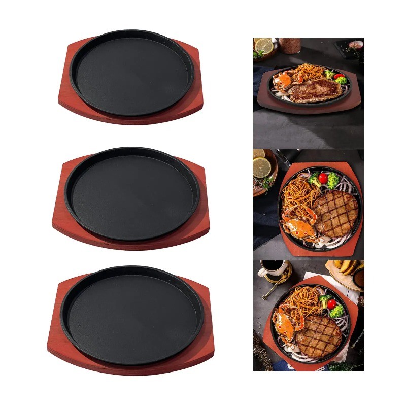 12/10Inche Oval Sizzling Plate Non-Stick Grill Cookware Baking Tray ...