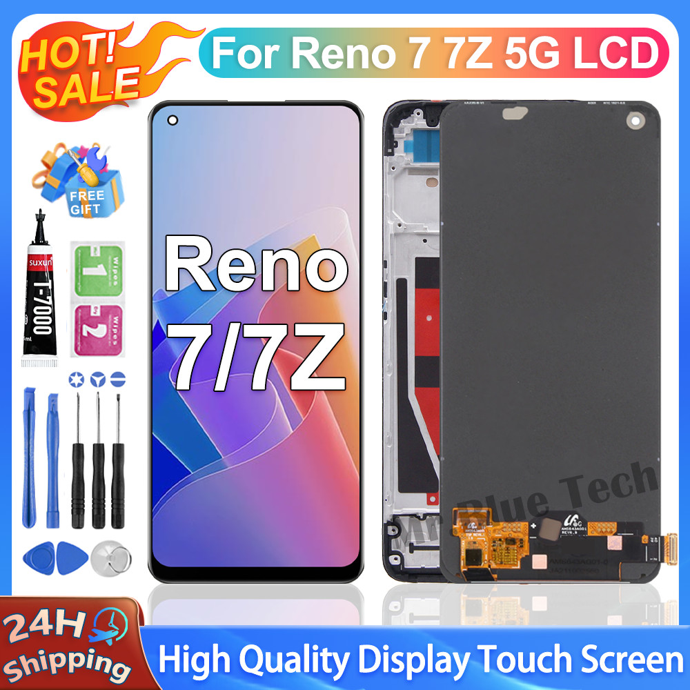 For OPPO Reno 7Z 5G /Reno 7 4G 5G LCD Display 7 Z Touch Screen Digitizer With Frame Assembly ...