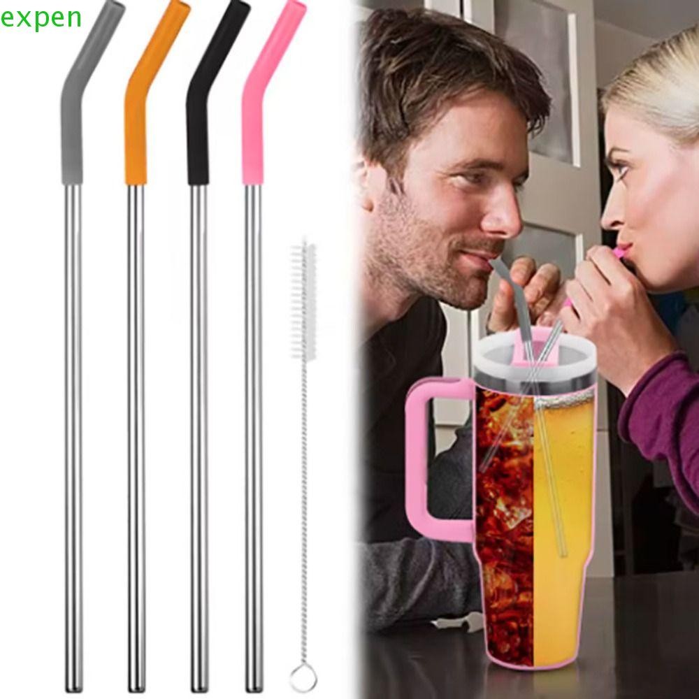 EXPEN 12pcs Metal Straws Tips Cover, Silicone Reusable Straw Topper ...