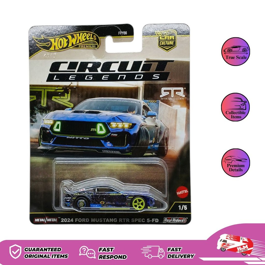 Hot Wheels Premium Circuit Legends 2024 Ford Mustang RTR Spec 5-FD ...