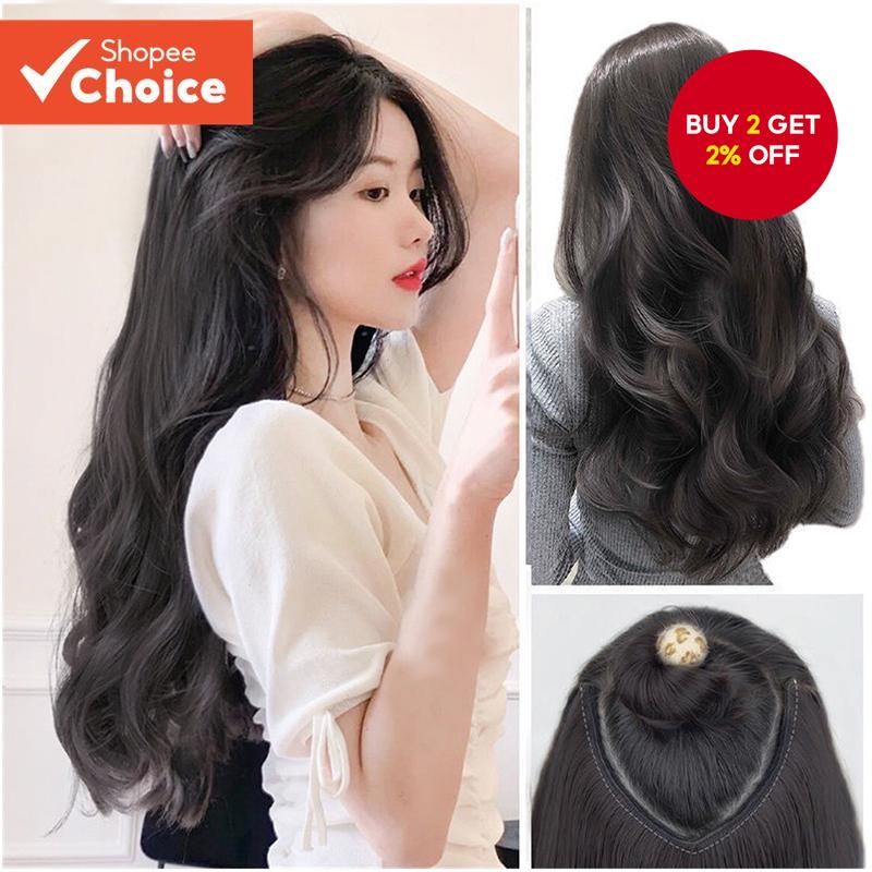 Long Wavy Curly V-Shaped Hair Extensions - 45cm/60cm Synthetic Wigs for ...