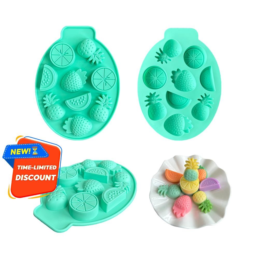 1Pc 9-hole fruit shape silicone mold, pineapple/lemon/watermelon ...