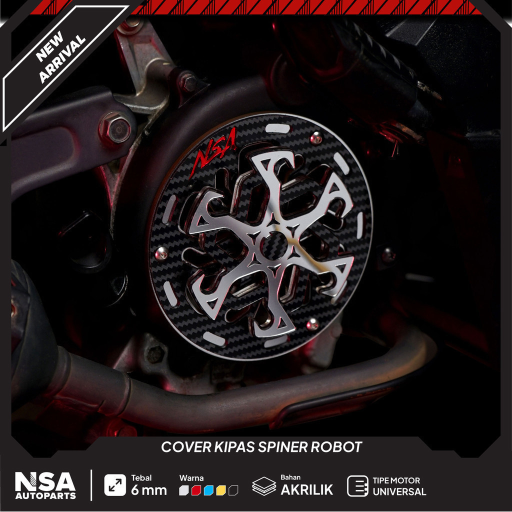 FAN COVER SPINNER TYPE ROBOT CARBON Beat Scoopy Mio Vespa UNIVERSAL ...
