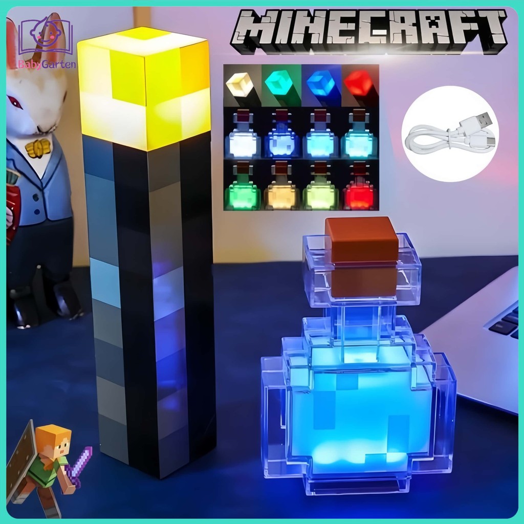 Minecraft Torch Light Potion Bottle Color Changeable Light Gaming Light ...