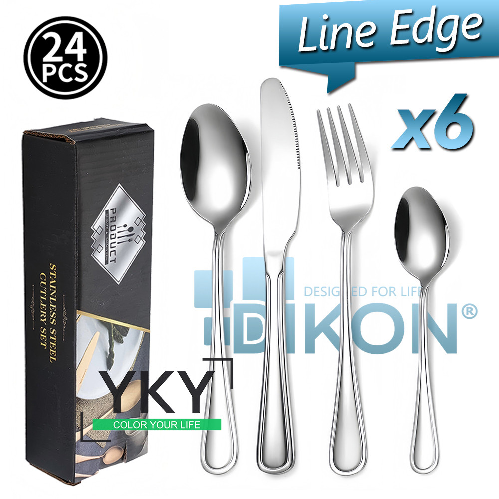 Elegant Cutlery Set 24pcs Stainless Steel Flatware Forks Spoons Knives ...