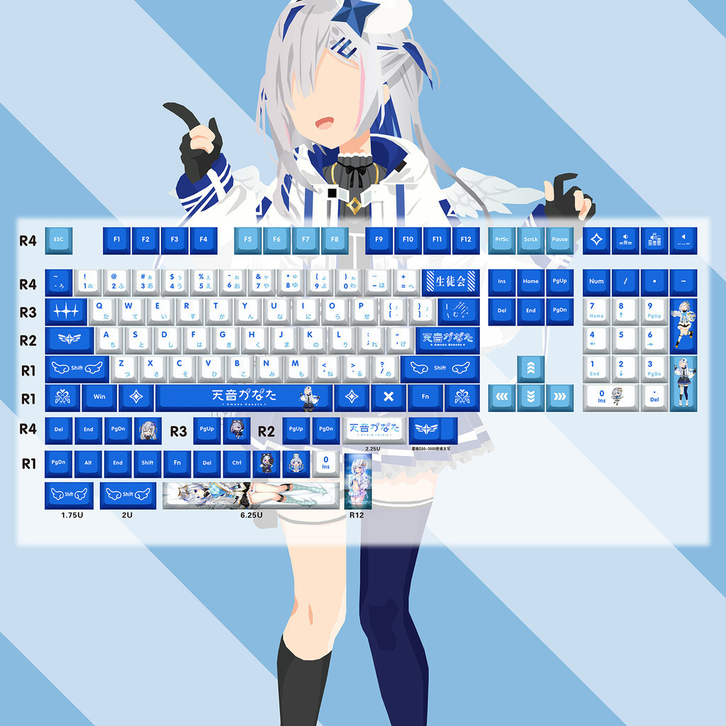 Hololive Keycap Tokoyami Towa Gawr Gura Cherry Profile PBT Five-sided ...