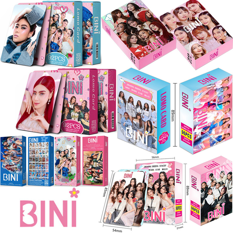 New 2024 Hot 55 Pcs BINI Photocards Sticker Postcard Poster LOMO Card ...