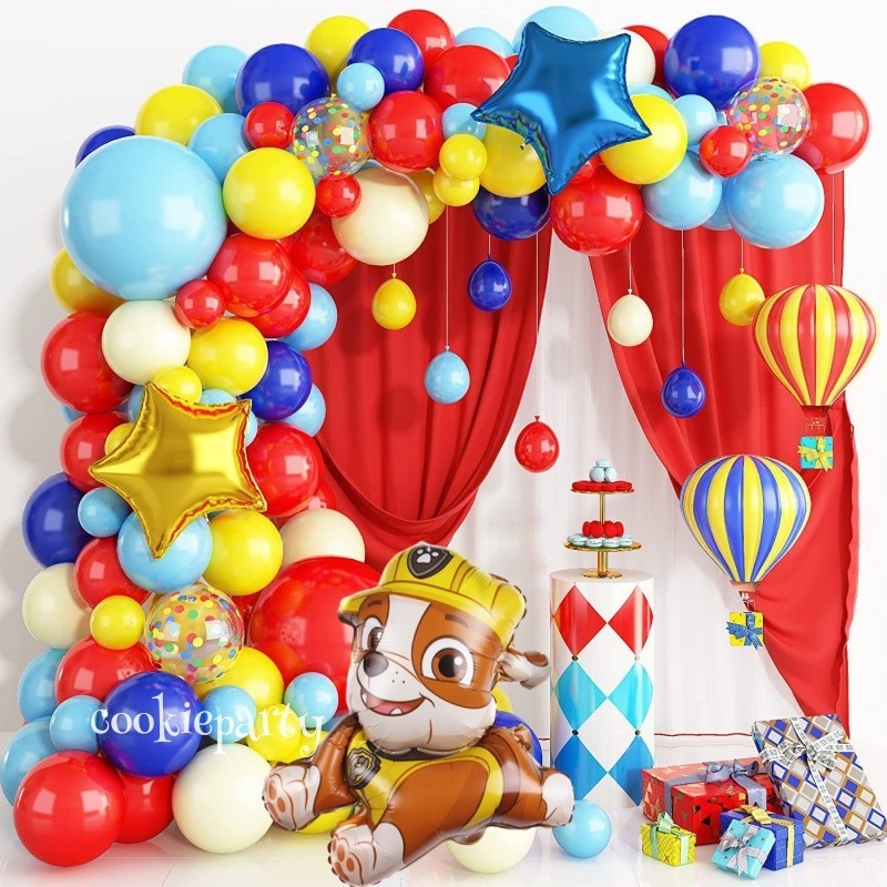 Paw Patrol Theme Blue Gold Star Foil Balloons Birthday Decoration Set Baby Shower Rubble Party ...