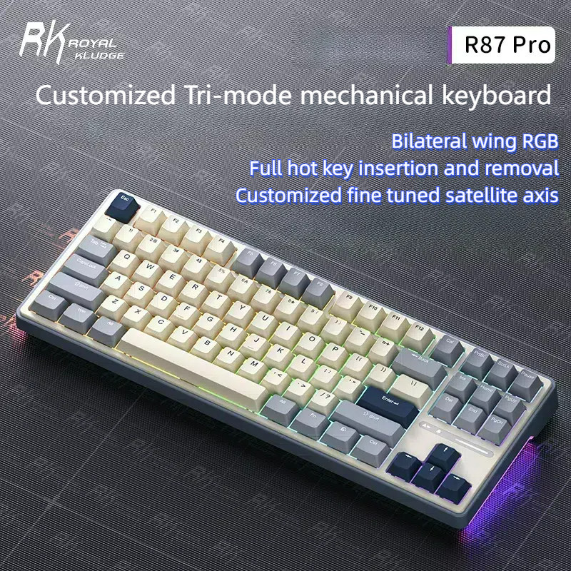 RK R87Pro Three-Mode Wireless Mechanical Keyboard Bluetooth RGB Light ...