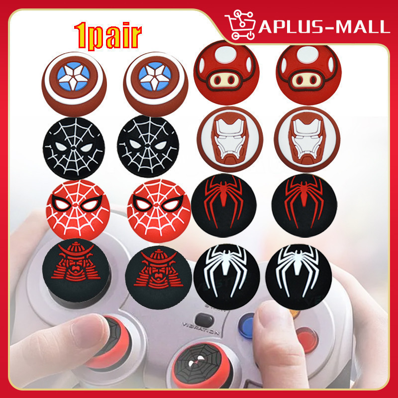 1Pair Silicone 3D Red Spider Thumb Stick Gamepad Grip Caps Non-Slip ...