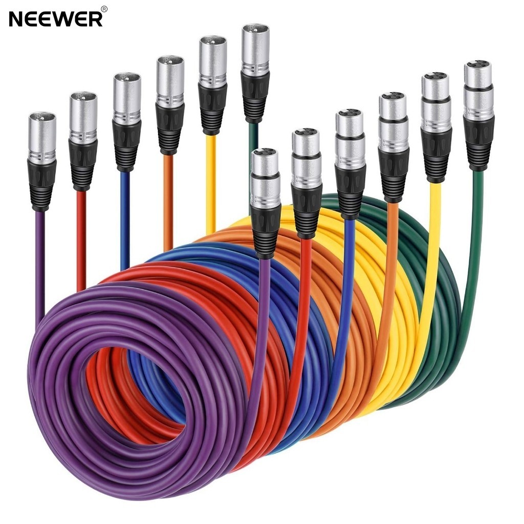 Neewer 6-Pack Audio Mic Cable Cords 24.9 feet/7.6 meters -XLR Male to ...