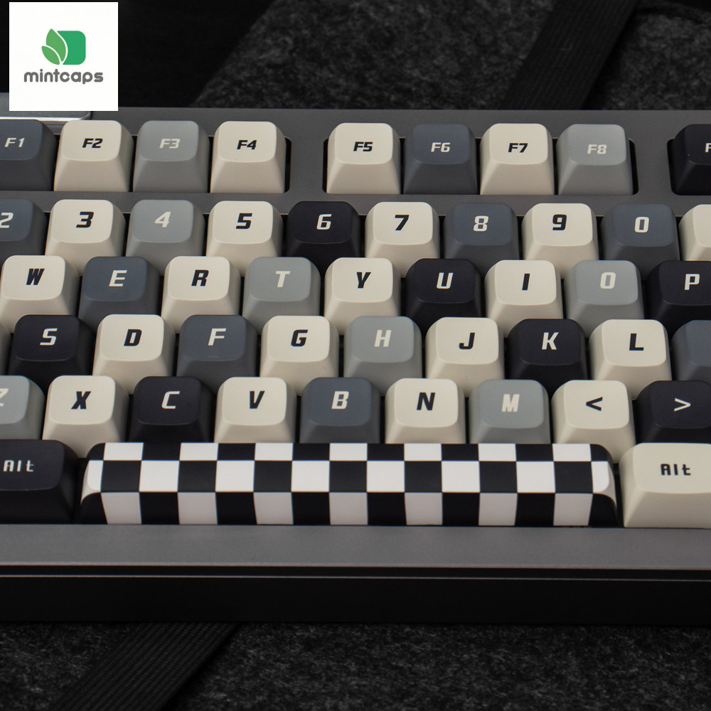Mintcaps Check Flag Keycaps Black white Gray XDA profile PBT keycap set ...