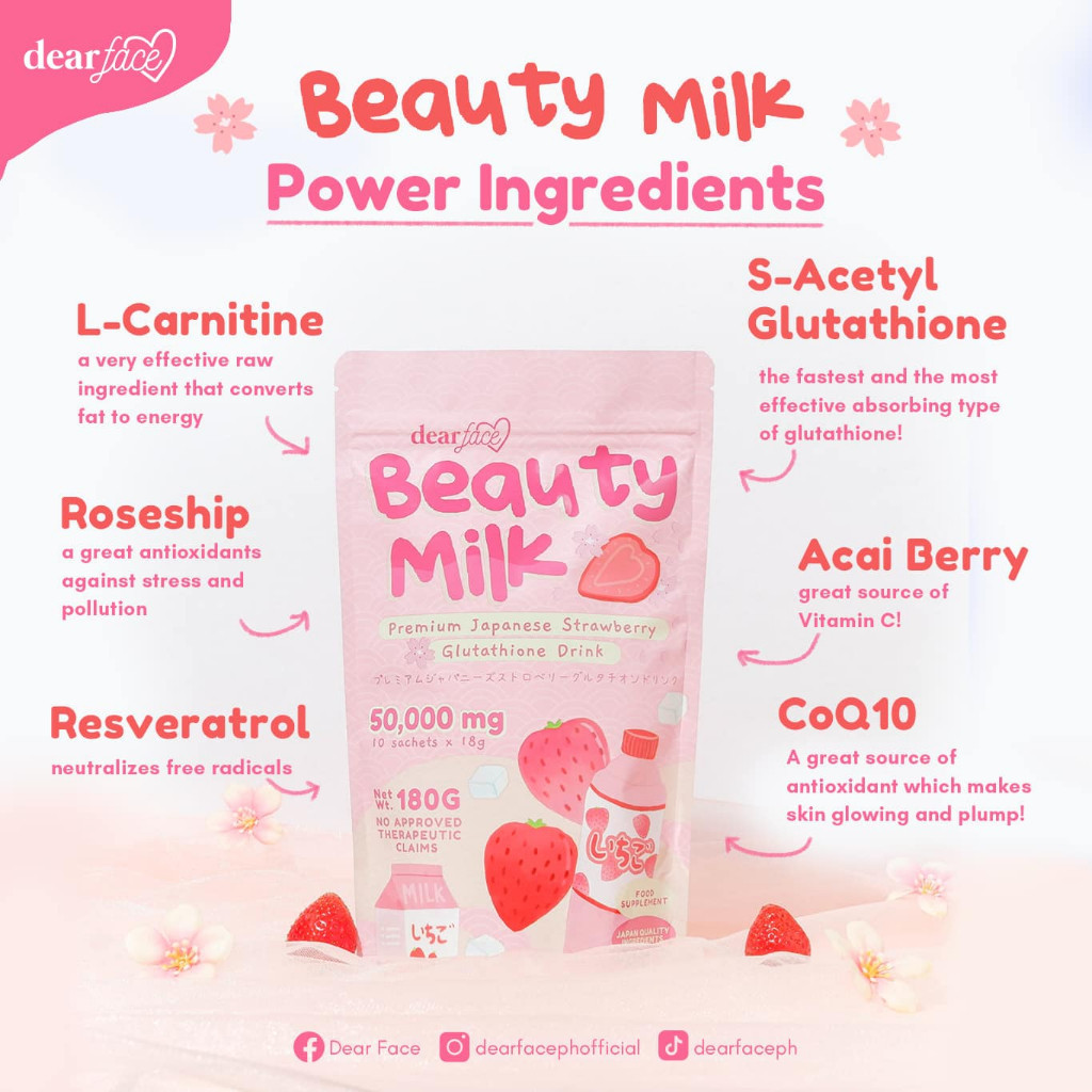 DEAR FACE Beauty Milk Collagen 1 Sachet 18g | Shopee Philippines