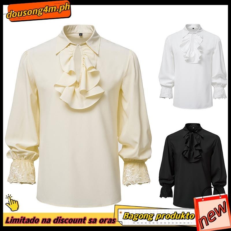 PTM Medieval Ruffle Collar Shirt Renaissance Pirate Shirt Men's ...