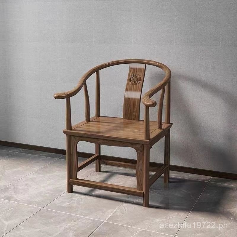 OvO Solid Wood Sofa Chair round-Backed Armchair Dining Chair Ox Horn ...