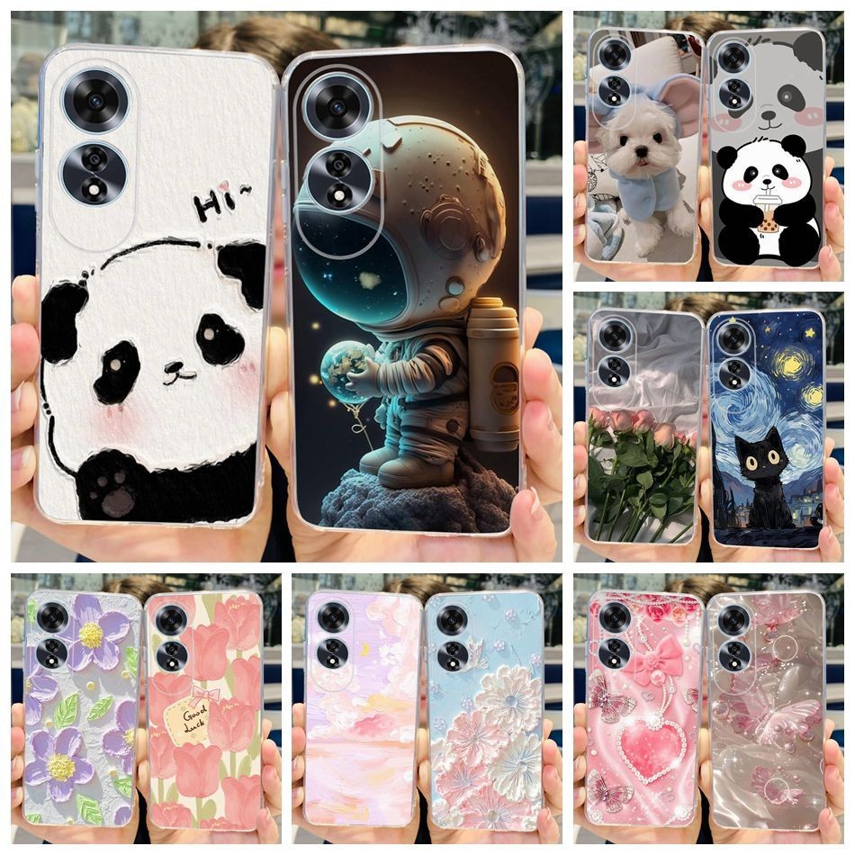 OPPO A60 CPH2631 2024 Cute Cat Panda Flower Painted Casing OppoA60 A 60 ...
