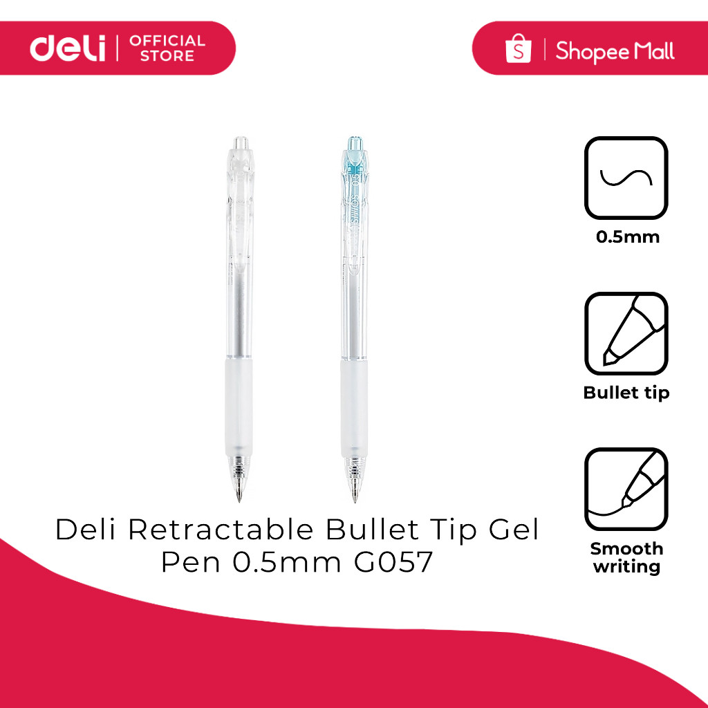 Deli G057 Retractable Bullet Tip Gel Pen 0.5mm | Shopee Philippines