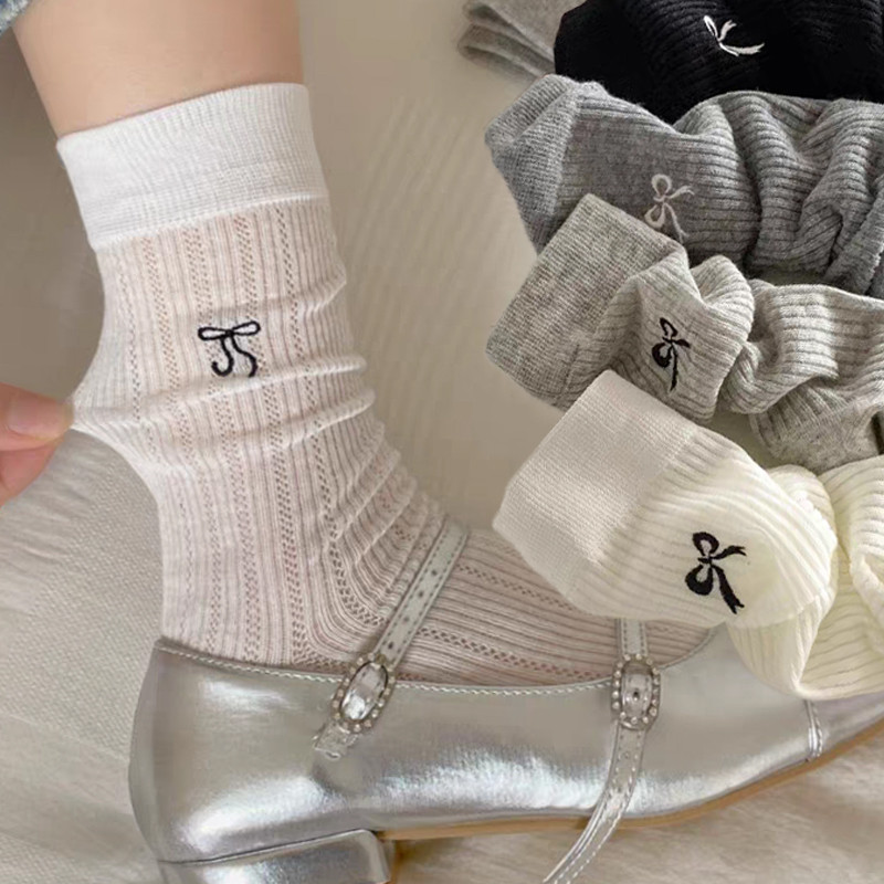 Sweet Lace Bow Female Socks Hollow Summer Girls Out Everyday Crew ...