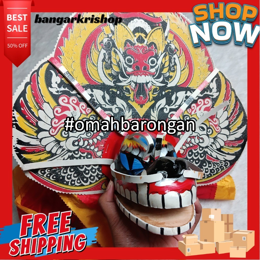 MERAH Barongan for small children, sponge size, Balinese Motif, red and ...