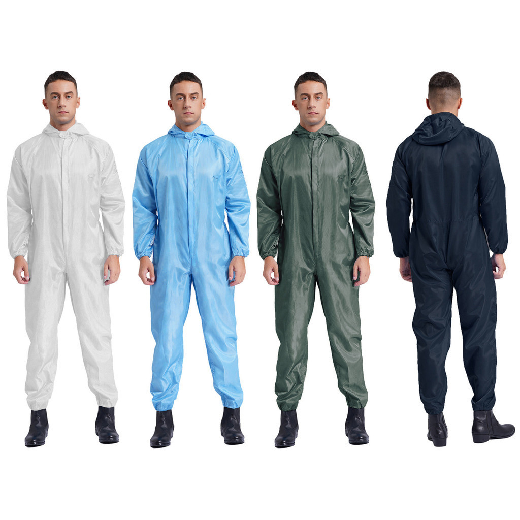 Unisex Adult Anti-Static Dust-proof Hooded Coverall Workshop Uniform ...