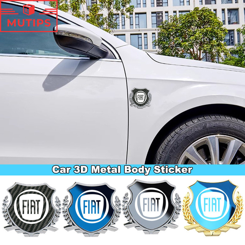 Fiat 3D Metal Logo Car Sticker Carbon Fiber Side Fender Rear Badge ...
