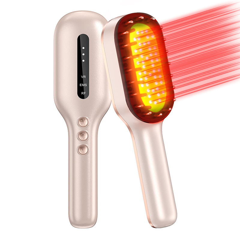 Electric Massage Comb Vibration LED Blue Red Light Therapy Hair Massage ...