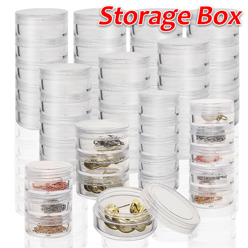 Mini Plastic Stackable Storage Boxes / Clear Round Jewelry Beads ...