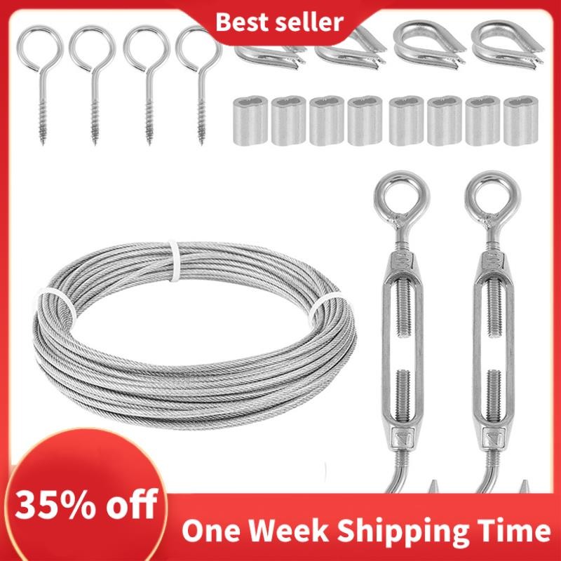 Available Cable Kit 15M/3mm Wire Cable Railing Kit Garden Wire Balustrade PVC Coated for ...