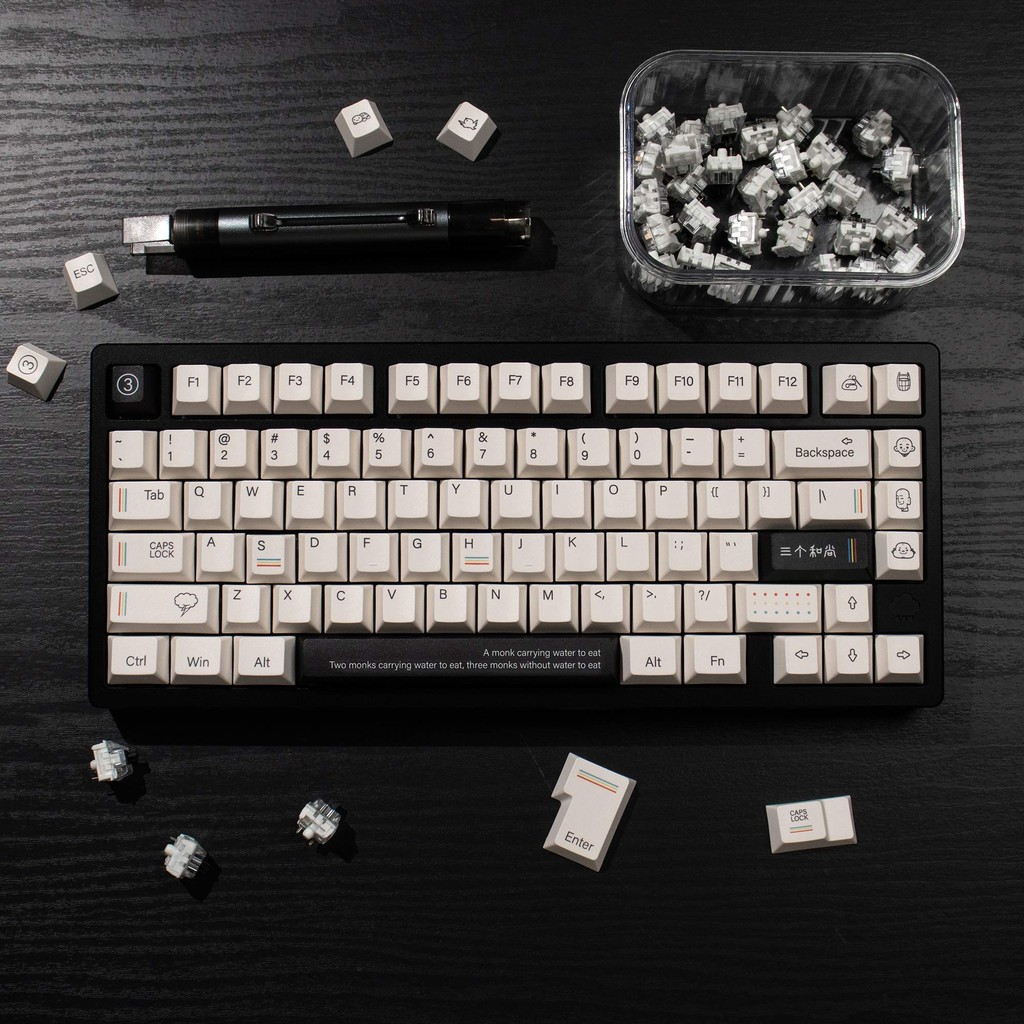 Three Monks Keycaps BOW Milky White / Pure white PBT Cherry Profile ...