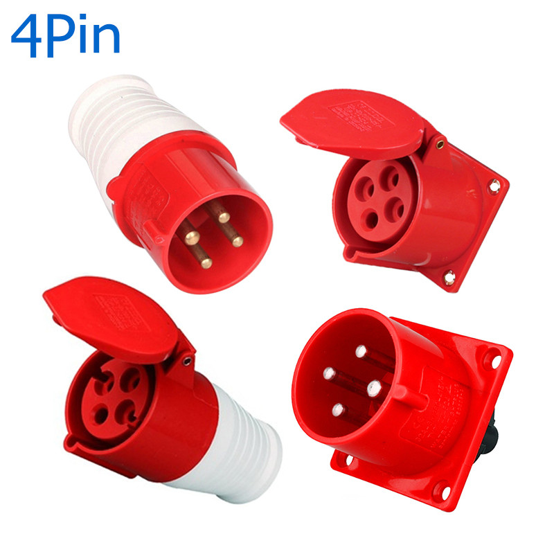 IP44 Industrial Plug Male Socket Female Waterproof Connector 4PIN 16A ...