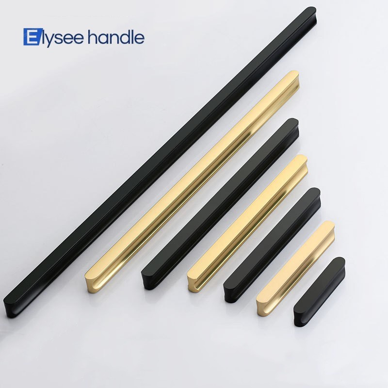 Long Handle Simple Gold Aluminum Alloy Kitchen Cabinet Door Handles ...